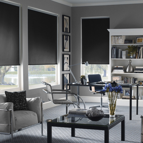 Dim Out Roller Blind - Splash Noir - Contour Blinds